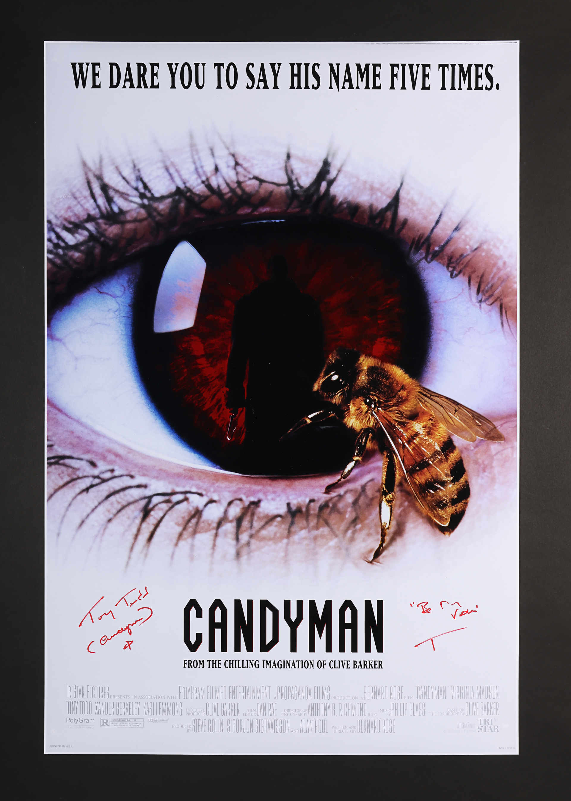 Lot #77 - CANDYMAN (1992) - Tony Todd Autographed Poster
