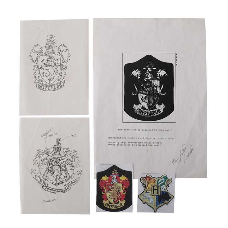 Lot 1160 - Hand-drawn Gryffindor and Hogwarts Crest Designs | HARRY ...