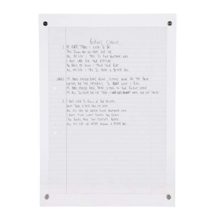 464. Noel Gallagher Handwritten Rockin' Chair Lyrics with Unique Verse ### OASIS