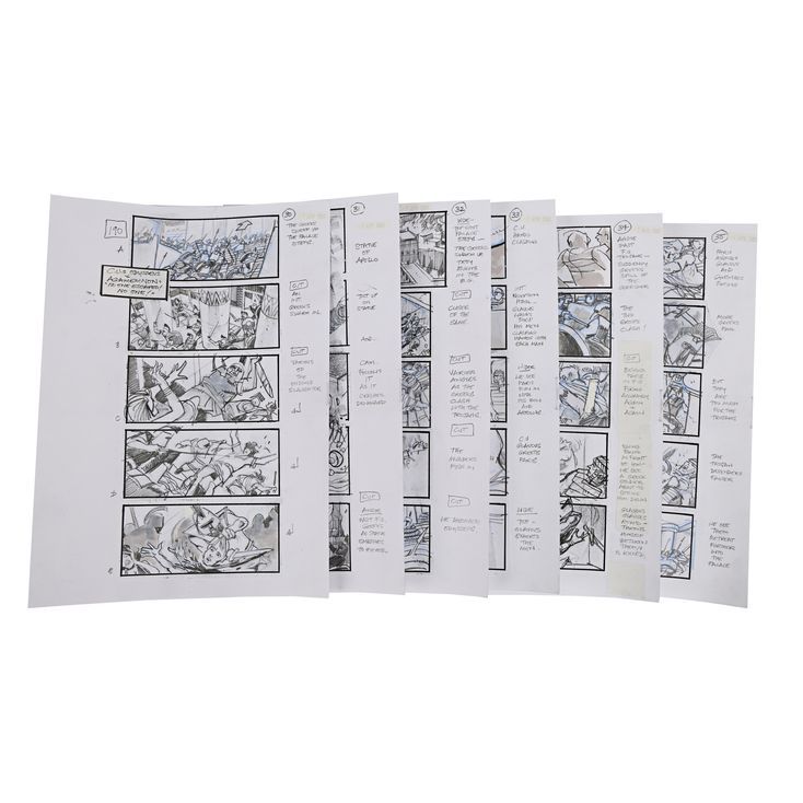 405. Set of 10 Hand-Illustrated Storyboard Sheets | TROY (2004)
