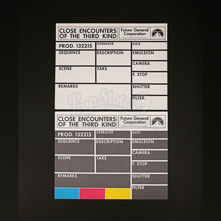 Miniature Filming Paper Slates | CLOSE ENCOUNTERS OF THE THIRD KIND (1977)