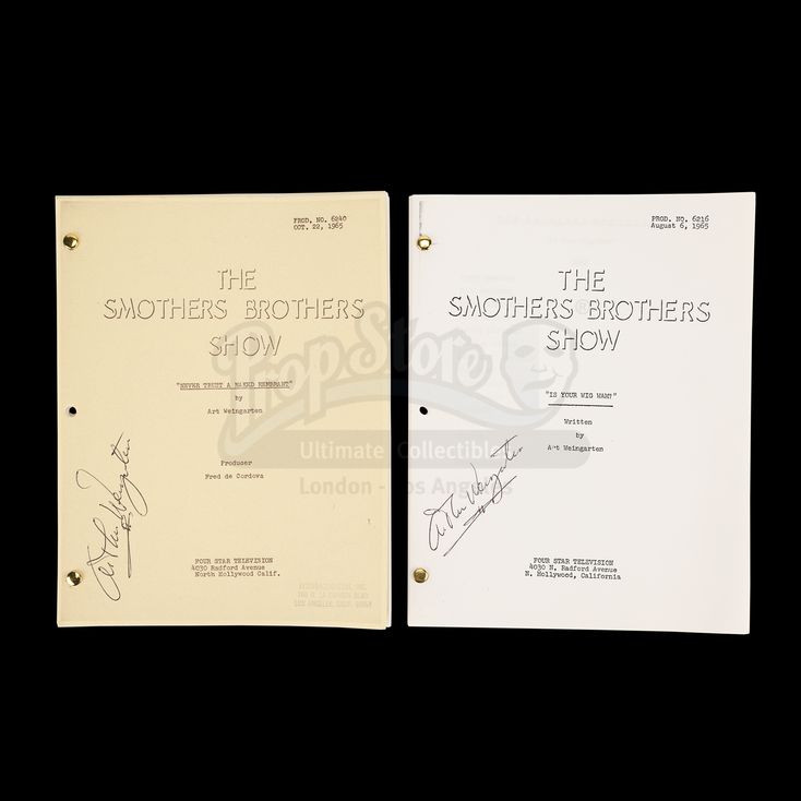 Two Arthur Weingarten-autographed Scripts | SMOTHERS BROTHERS SHOW, THE ...