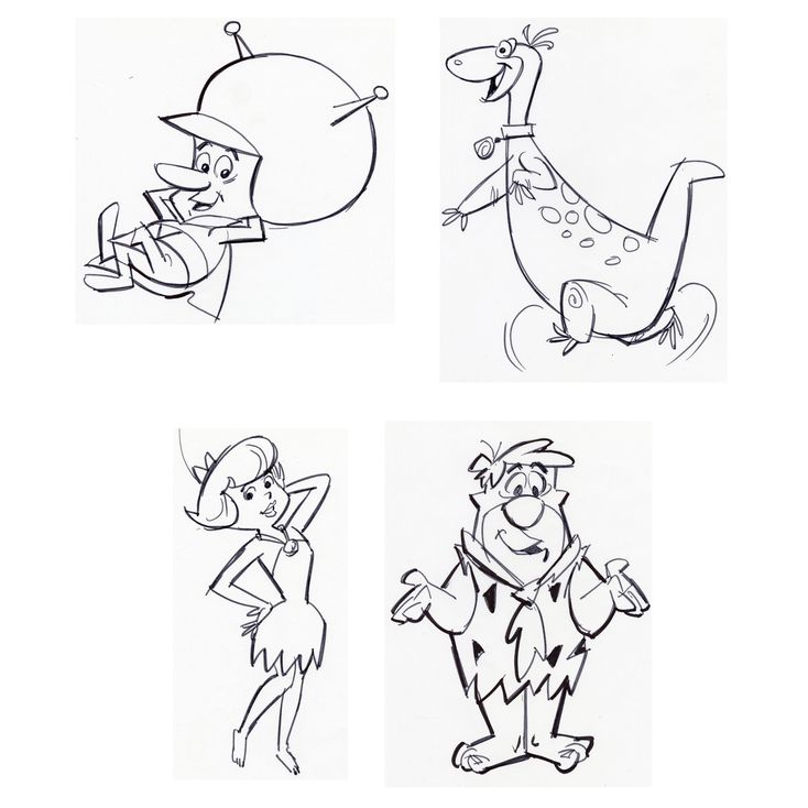 Lot # 16: Set of Four Hand-Drawn Iwao Takamoto Fred Flintstone, Betty ...