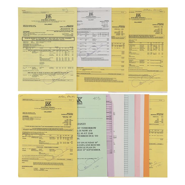 Lot 998 - Anthony Daniels Collection Autographed Call Sheets and ...