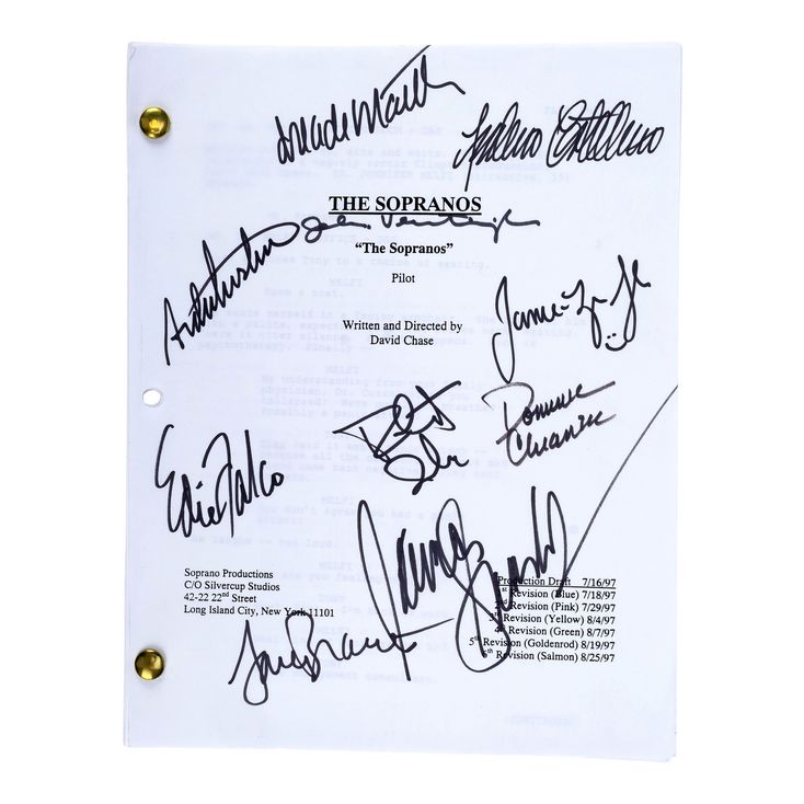 Lot 833 - Cast-Autographed Pilot Script | SOPRANOS, THE (TV SERIES ...
