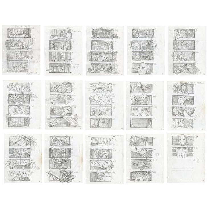 Lot 746 - Set of 15 Hand-Drawn Doug Brode Storyboards | FRIDAY THE 13TH ...