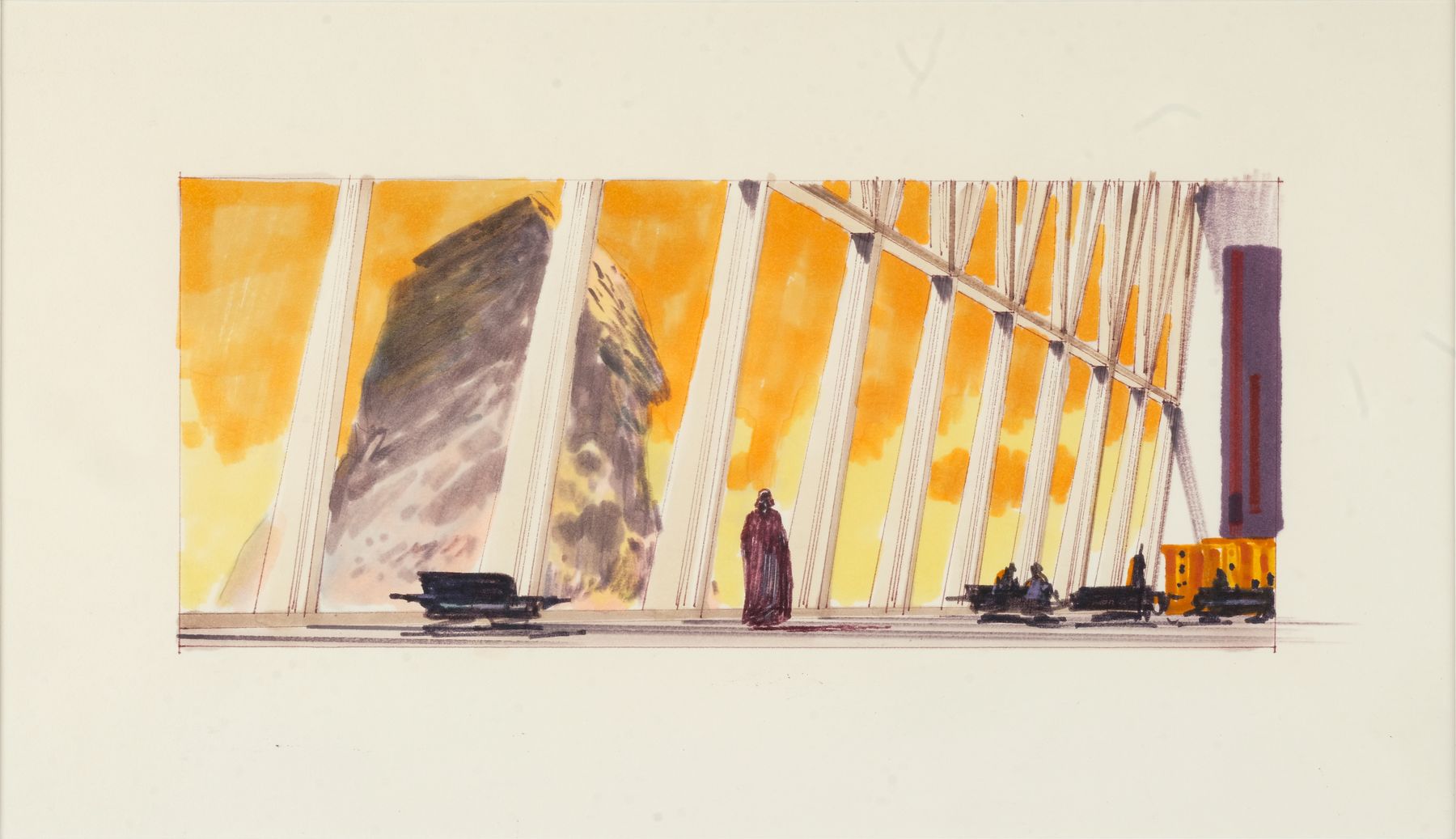 358. Framed Hand-Drawn Ralph McQuarrie Vader's Castle Interior Concept ...
