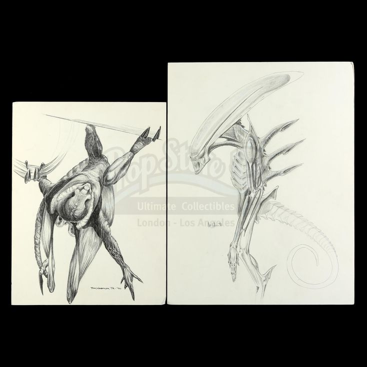 Pair of Hand-Drawn Runner Concept Sketches by Tom Woodruff, Jrand Alec ...