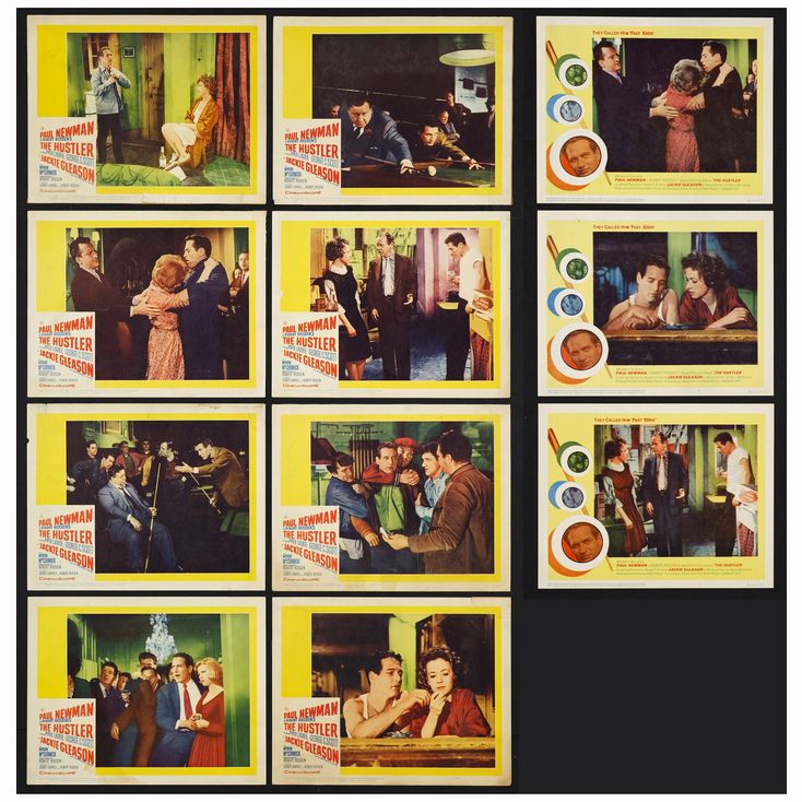 596. THE HUSTLER (19611964) Lobby Card Set and Reissue Cards (3) (11 x ...