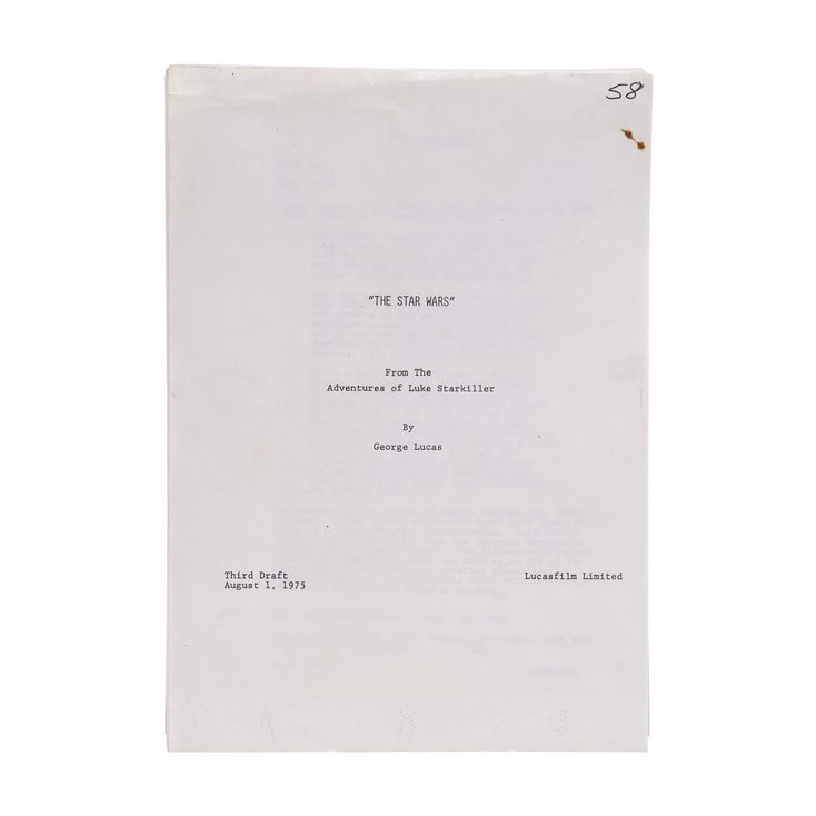 Lot #416 - STAR WARS: EPISODE IV - A NEW HOPE (1977) - Production-Made Third Draft Screenplay Copy