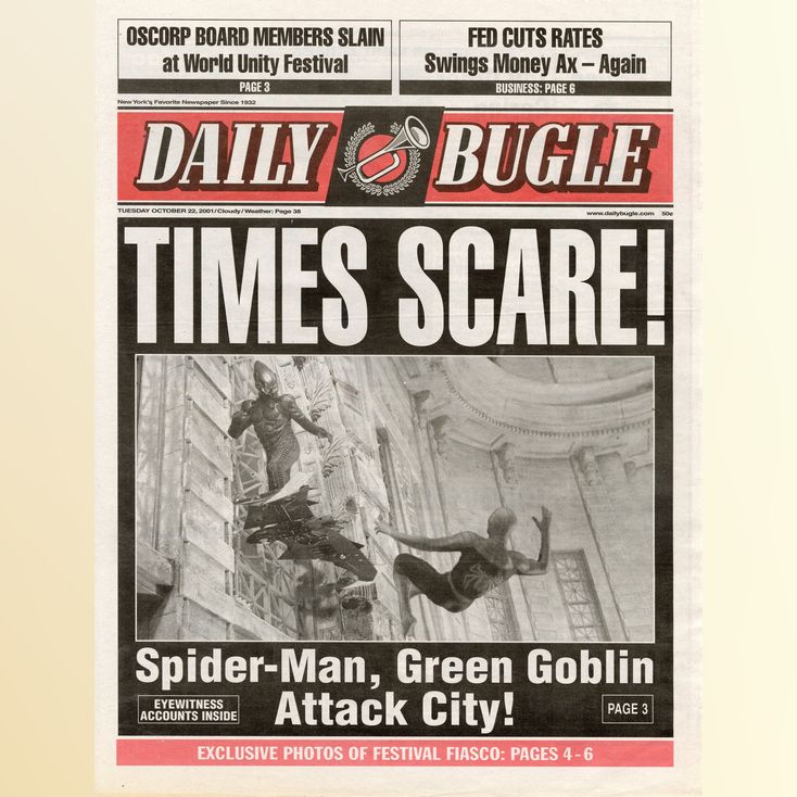 Lot # 1399: SPIDER-MAN (2002) - Times Scare! Daily Bugle Newspaper Cover