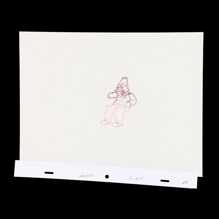 Original Production Animation Sketch - Grampa Simpson Takes his Teeth ...