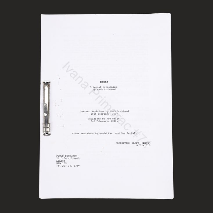 Production Draft Script | HANNA (2011)