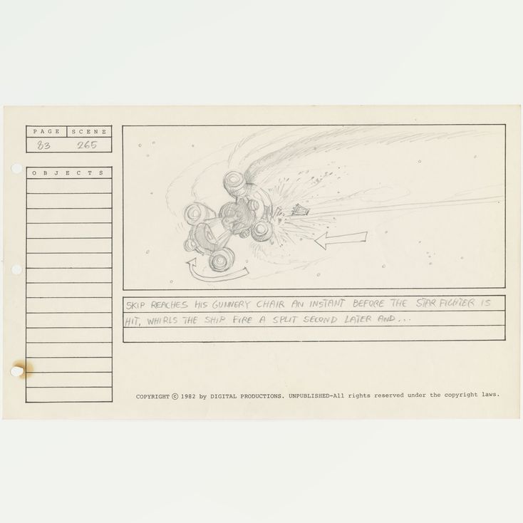 Hand-Drawn Ron Cobb Storyboard - Star Fighter Hit | LAST STARFIGHTER ...