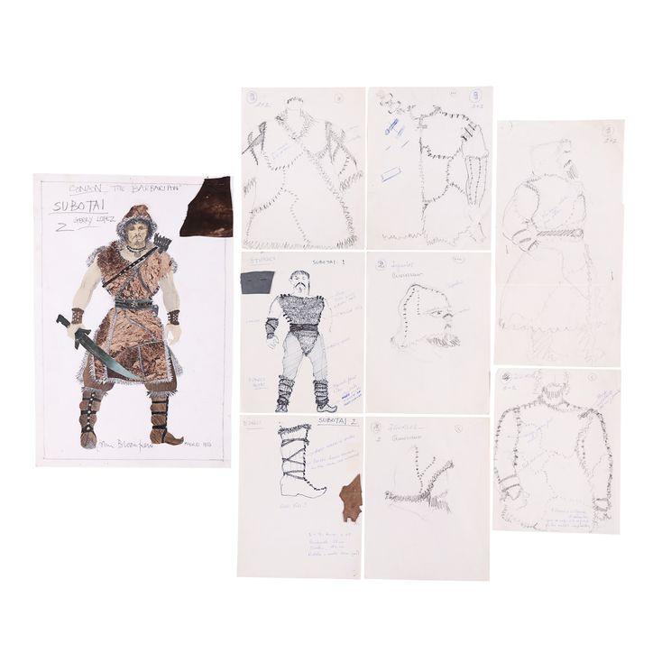 Lot 808 - John Bloomfield Hand-drawn Costume Design for Subotai (Gerry ...