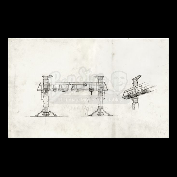 Hand-Drawn Front View and Perspective of Service Gantry | STAR WARS ...