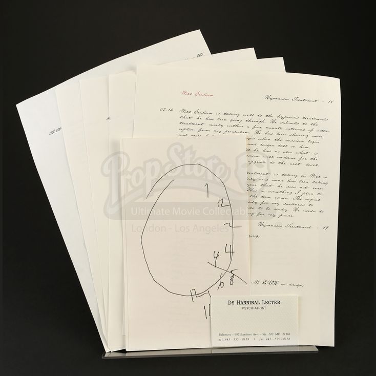 Lot 117 - Hannibal Lecters (Mads Mikkelsen) Psychiatric Notes on Will ...