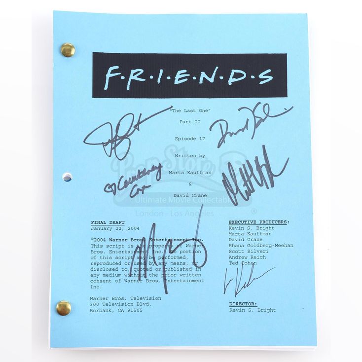 Cast-Autographed Finale Episode Part Two Script | FRIENDS (TV SERIES ...