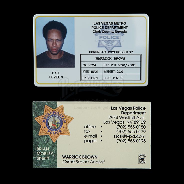 Warrick Browns (Gary Dourdan) ID Business Card | CSI: CRIME SCENE ...