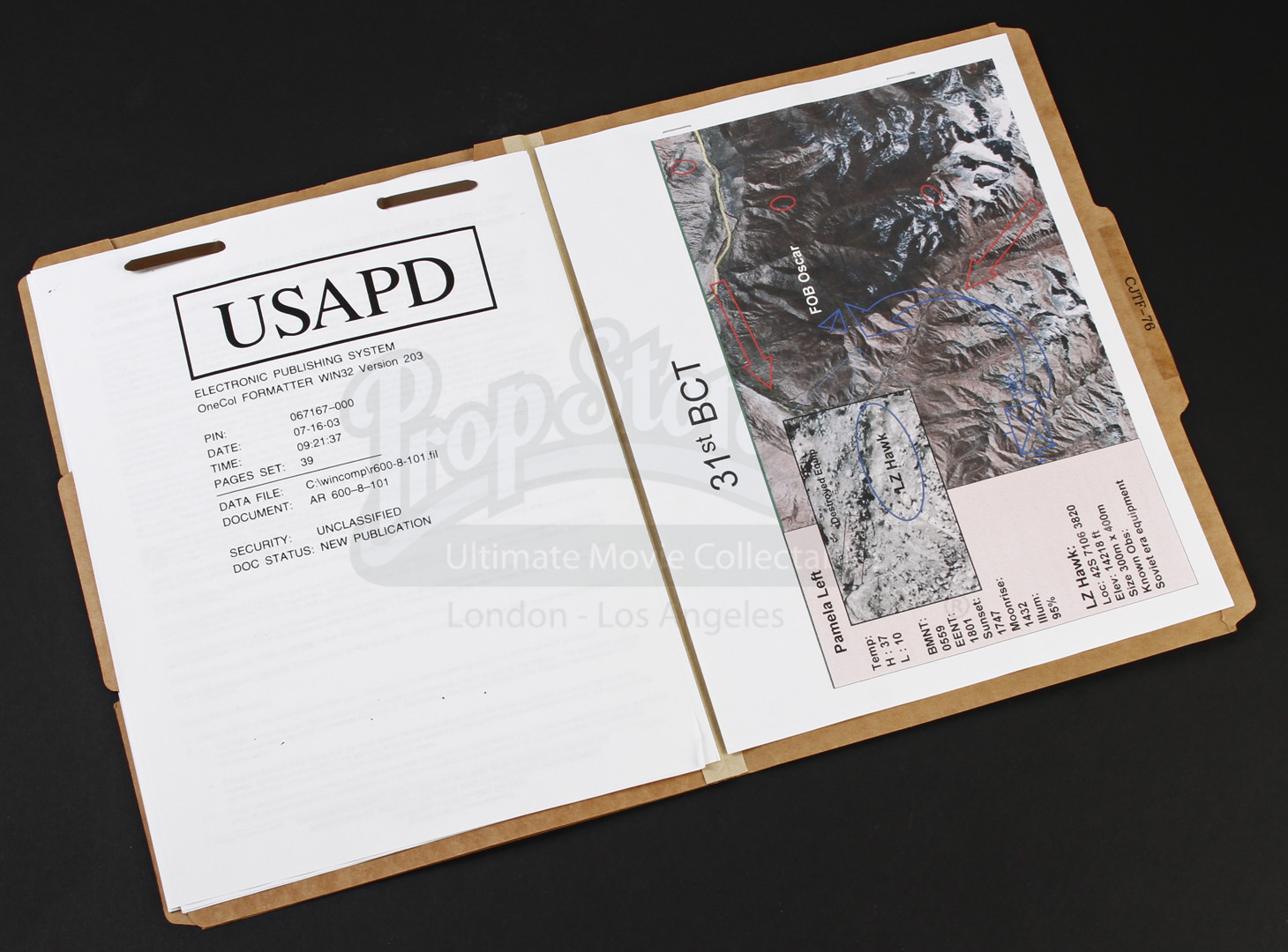 US Army Afghanistan Mobilization Briefing Folder | Prop Store ...