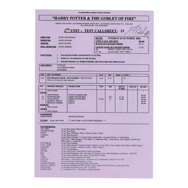 Lot # 1302: HARRY POTTER AND THE GOBLET OF FIRE (2005) - Daniel ...