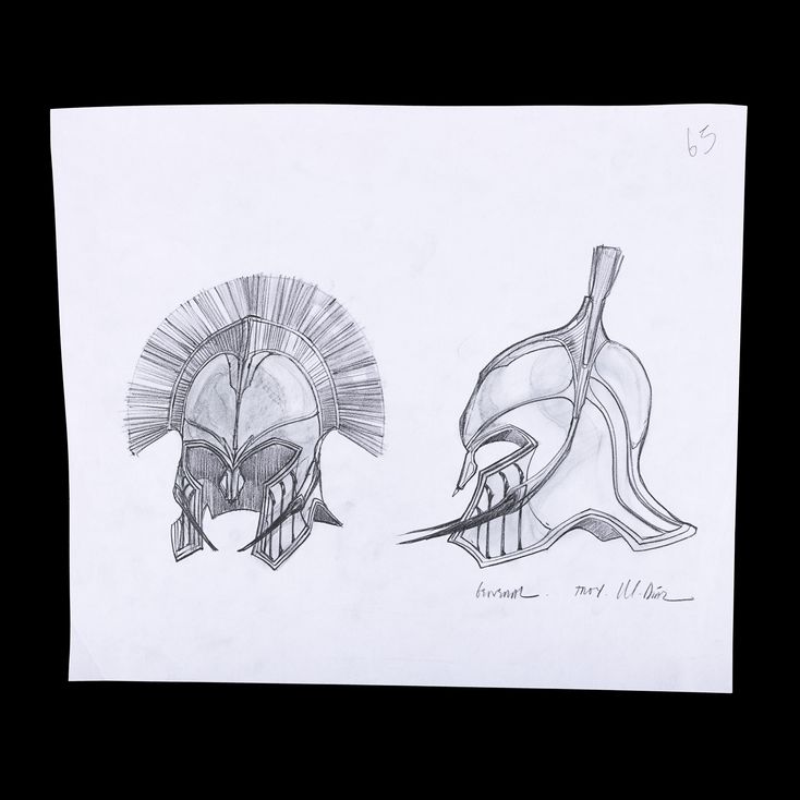 Mariano Diaz Hand-drawn Eudorus (Vincent Regan) Helmet Design | TROY (2004)