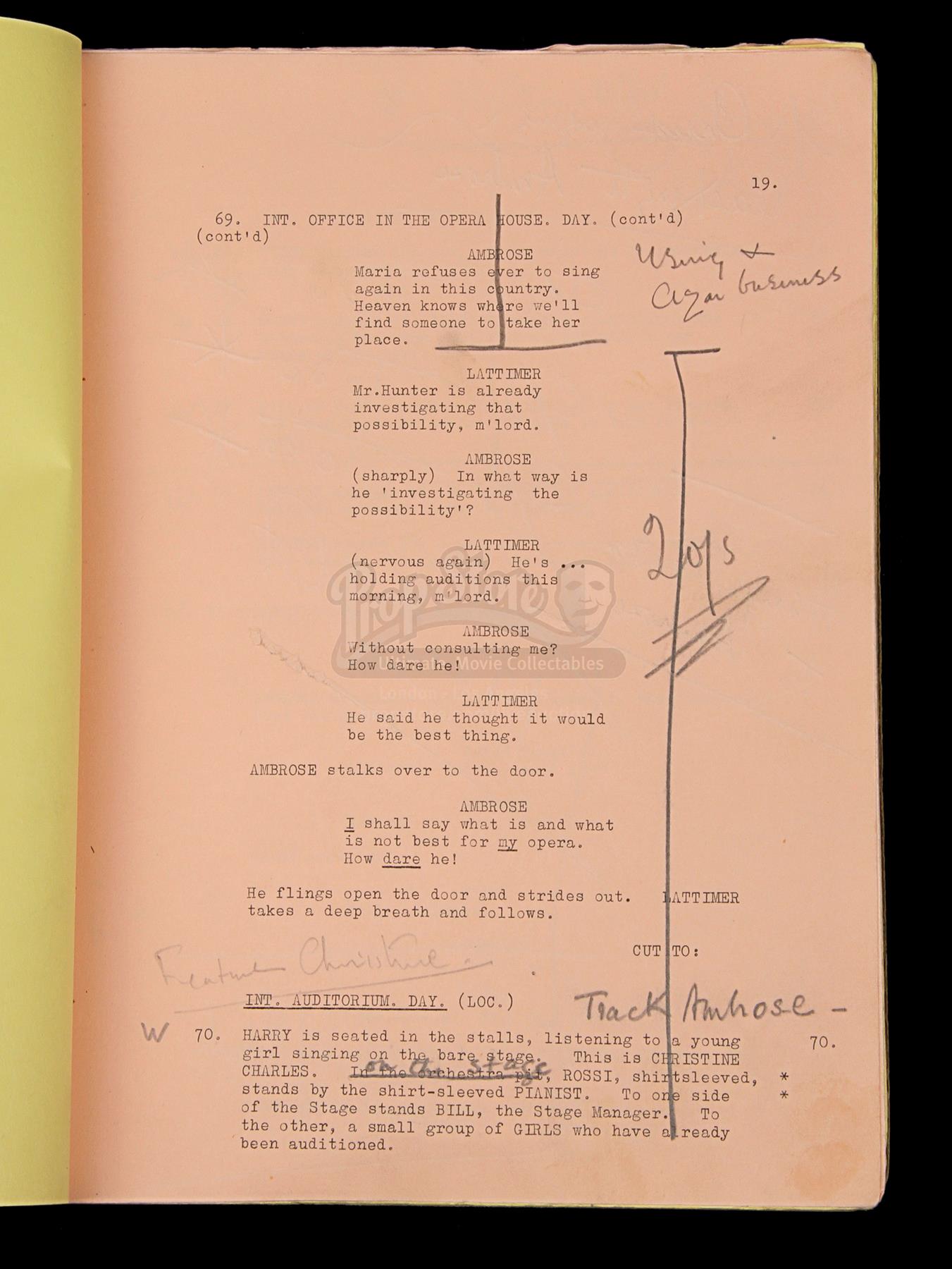 Terence Fishers Personal Shooting Script | PHANTOM OF THE OPERA (1962)