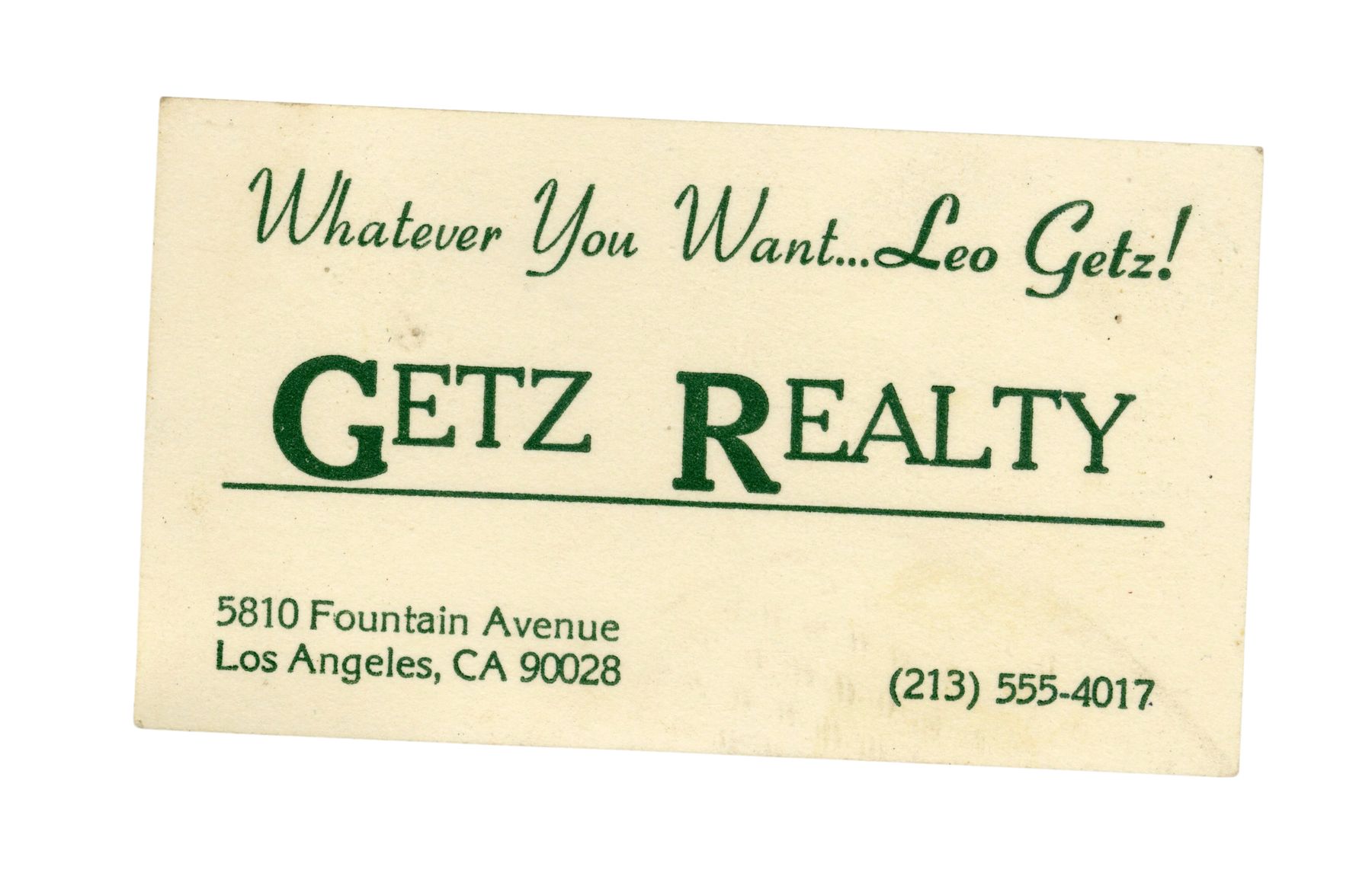 883. Mike Papac Collection: Leo Getz's (Joe Pesci) Business Card ...