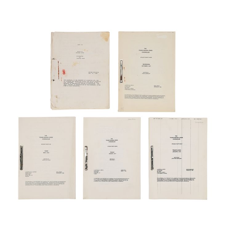 Lot # 1281: INDIANA JONES AND THE LAST CRUSADE (1989) - Annotated ...