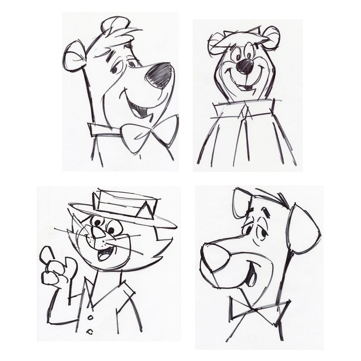 Lot # 43: Set of Four Hand-Drawn Iwao Takamoto Top Cat, Huckleberry ...