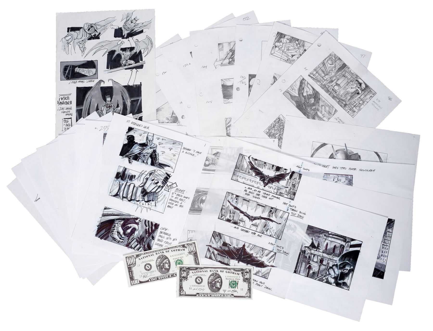 498. Production-Made Bank of Gotham Money and Set of Hand-Drawn ...