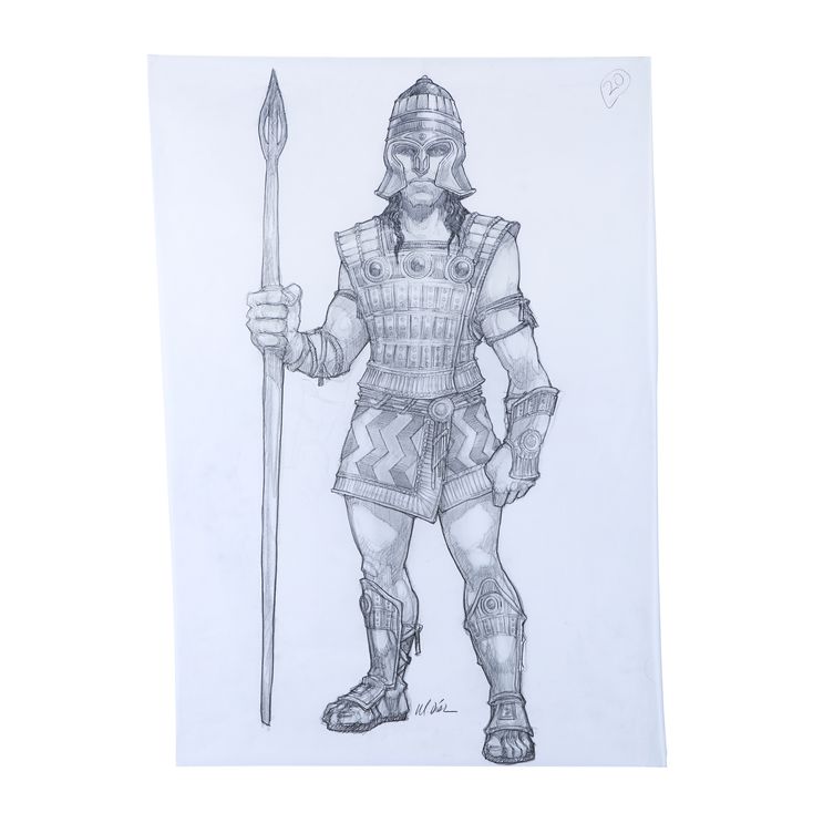 Hand-Drawn Mariano Diaz Paris (Orlando Bloom) Armor Sketch | TROY (2004)