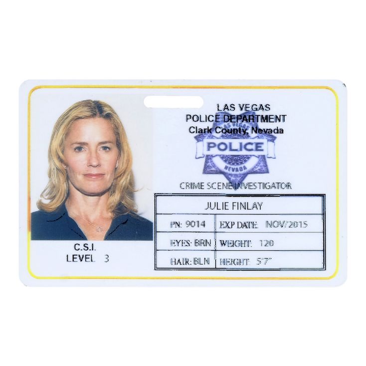 Lot 1214 - Julie Finlays (Elisabeth Shue) Identification Badge | CSI: CRIME SCENE INVESTIGATION ...