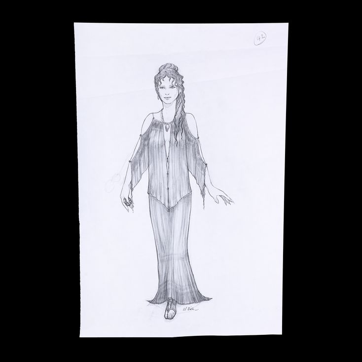 Mariano Diaz Hand-drawn Thetis (Julie Christie) Costume Sketch No. 42 ...