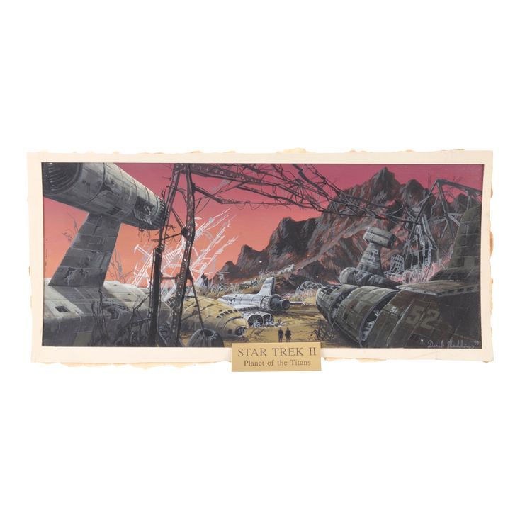 304. Hand-Painted Derek Meddings Spaceship Graveyard Concept Artwork ...