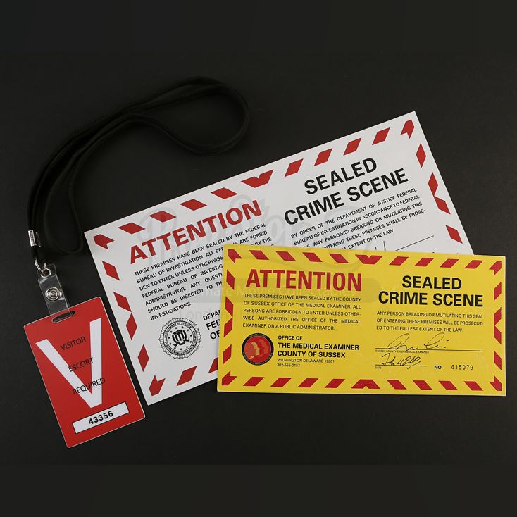 Lot 22 - Pair of Sealed Crime Scene Stickers and Visitor Badge ...