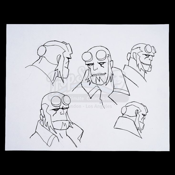 Hand-Drawn Model Sheet - Hellboys Head in Various Angles | HELLBOY ...
