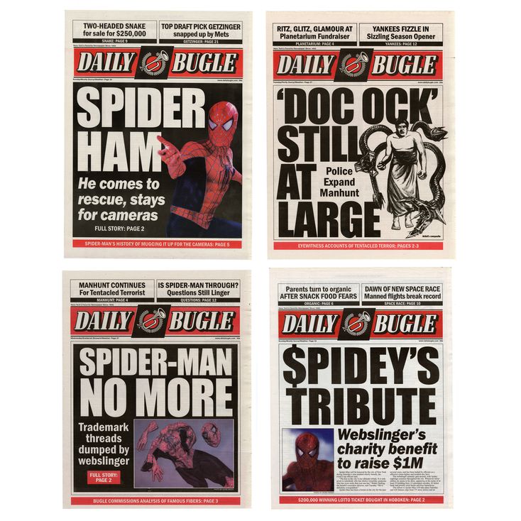 Lot 1151 - Set of Four Daily Bugle Newspaper Covers | SPIDER-MAN 2 (2004)
