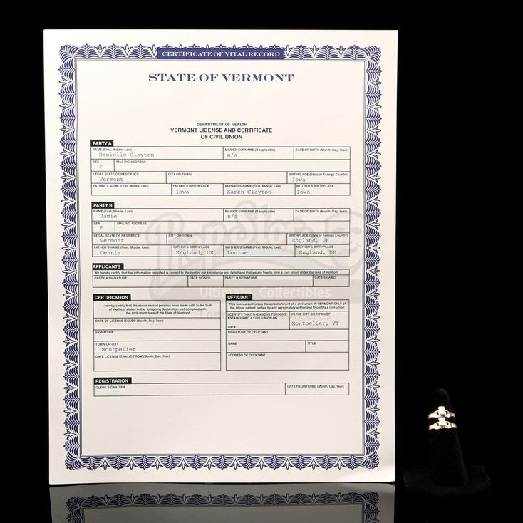 Dani Clayton and Jamies Wedding Rings with Civil Union License ...