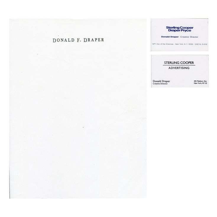 Don Drapers (Jon Hamm) Letterhead and Business Cards | MAD MEN (2007-2015)
