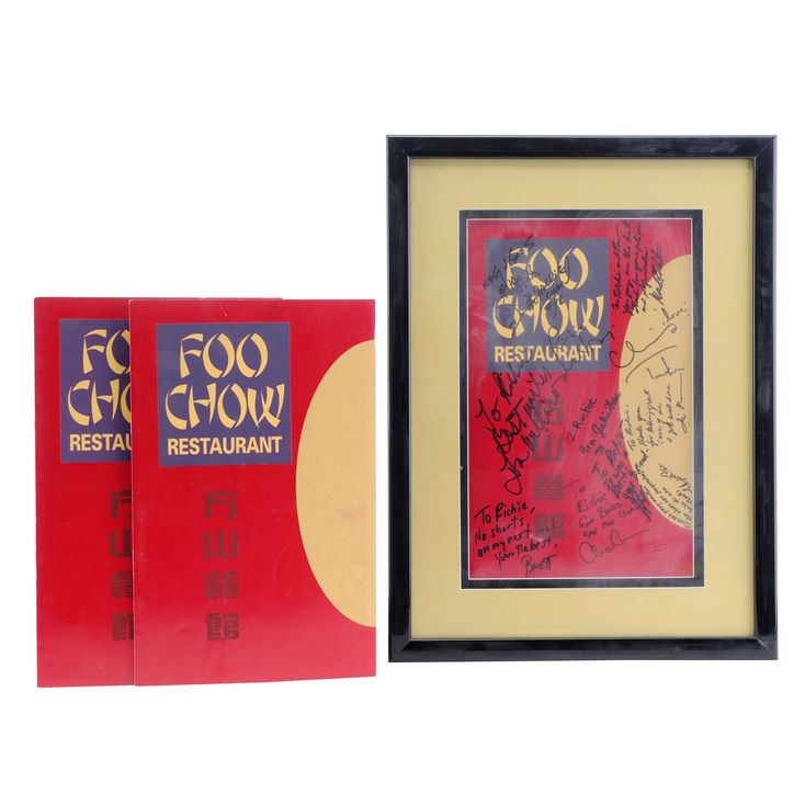 Lot 1106 - Framed Cast-Autographed Foo Chow Menu with Additional Menus ...