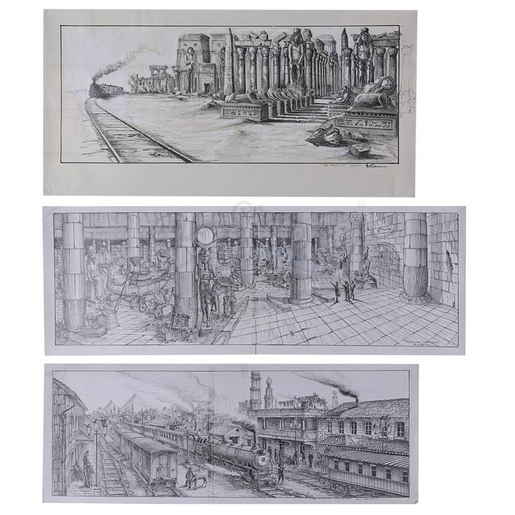 Three Allan Cameron Hand-Drawn Landscape Concepts | MUMMY RETURNS, THE ...