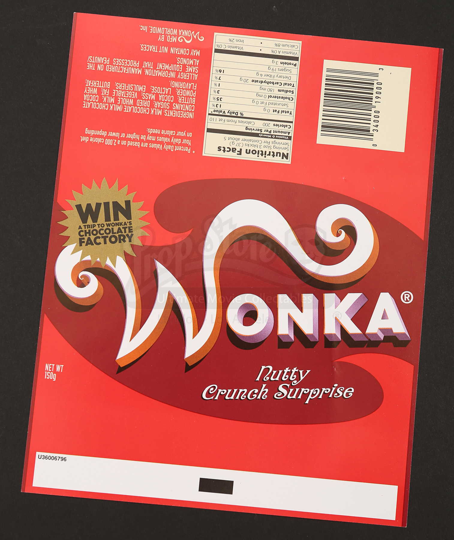 Wonka Bar Wrapper Nutty Crunch Surprise Prop Store Ultimate Movie 