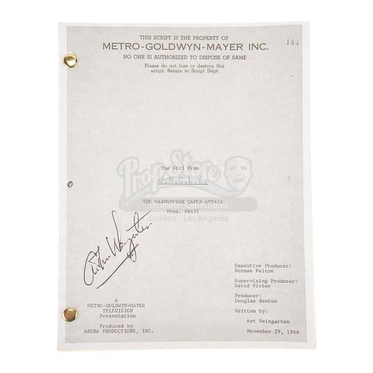 Arthur Weingarten-autographed Script | GIRL FROM U.N.C.L.E., THE (1966 ...