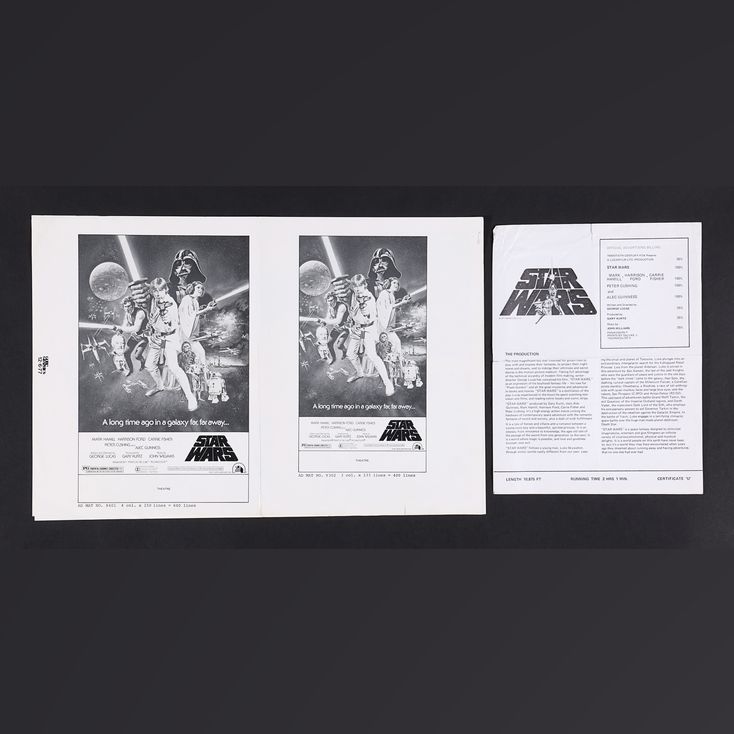 Lot #347 - STAR WARS: A NEW HOPE (1977) - Trade Ad Slicks and Synopsis ...