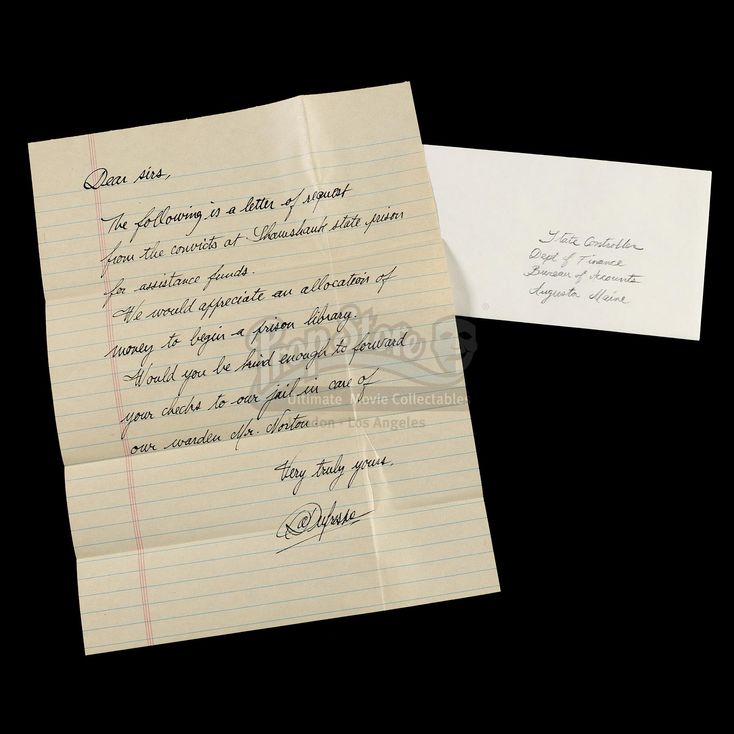 Andys (Tim Robbins) Hand-Written Funding Request Letter | SHAWSHANK ...