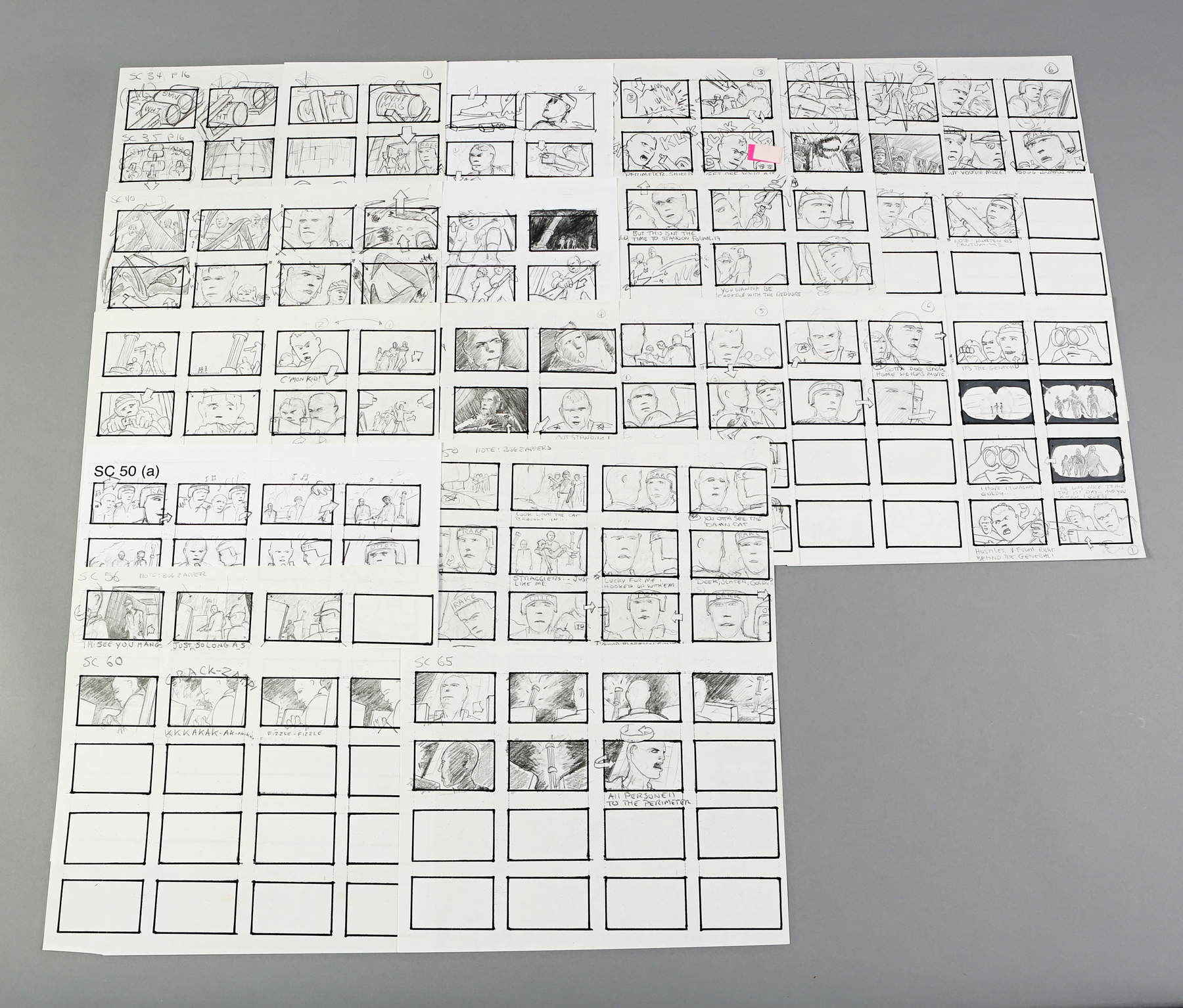 Hand-Drawn Storyboard Scenes 34-65 by Phil Tippett | Propstore - Find ...