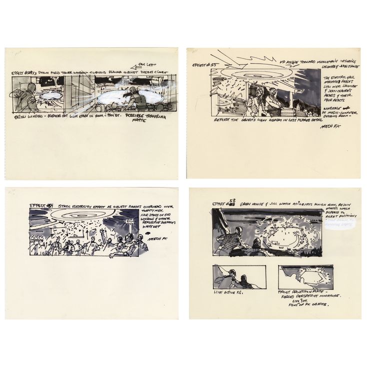 Lot 175 - Set of Four Hand-Drawn George Jenson Mothership Landing VFX ...