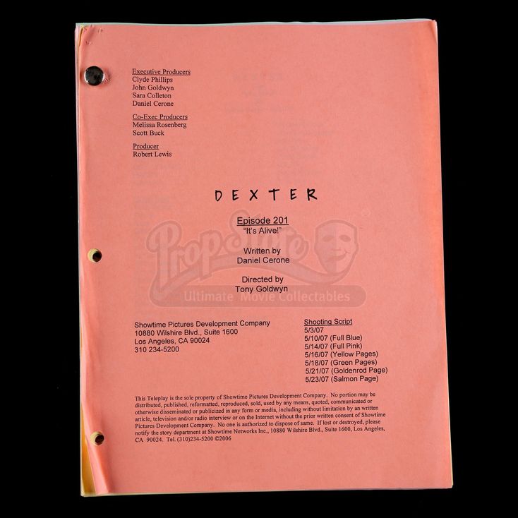 SEASON 2 EPISODE 1 ITS ALIVE Shooting Script | DEXTER (2006-2013)