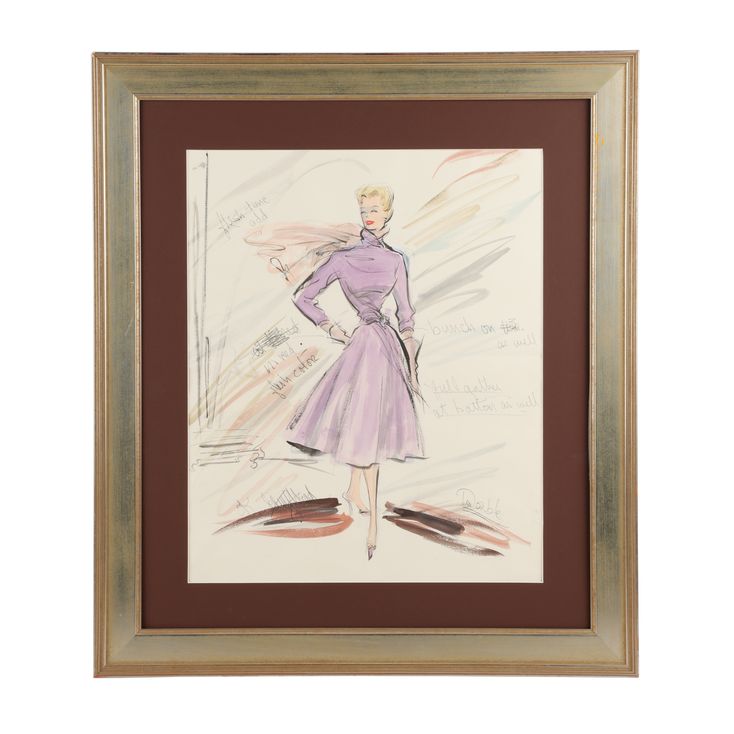 411. Hand-Painted Edith Head Kim Novak Costume Design | VERTIGO (1958)